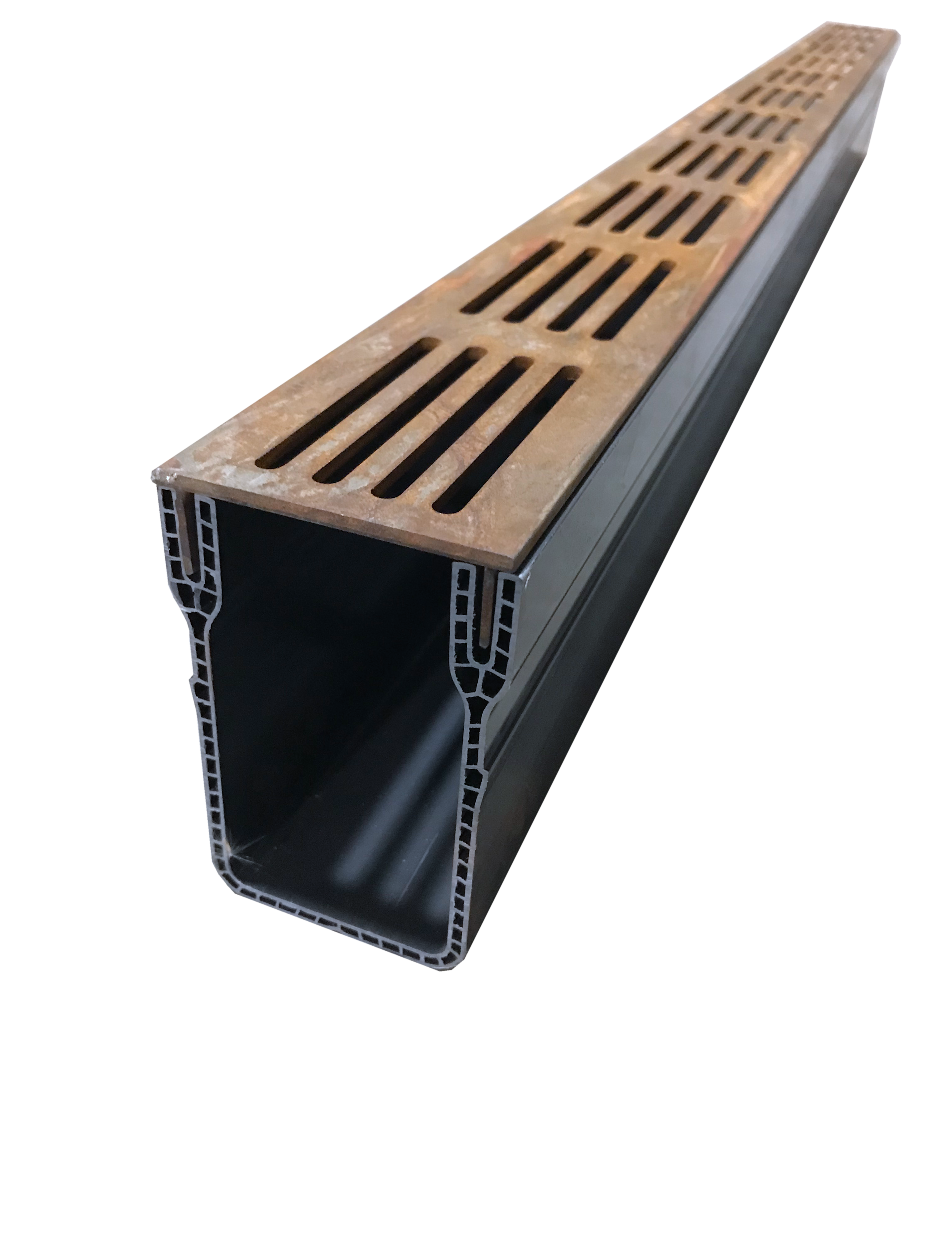 Luxe Drain kunststof goot met Corten staal rooster 6.5x100cm | De ...
